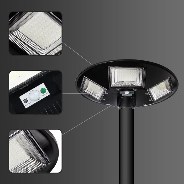 LED Solární pouliční lampa se senzorem LED/22W/6V 6500K IP65 černá + DO