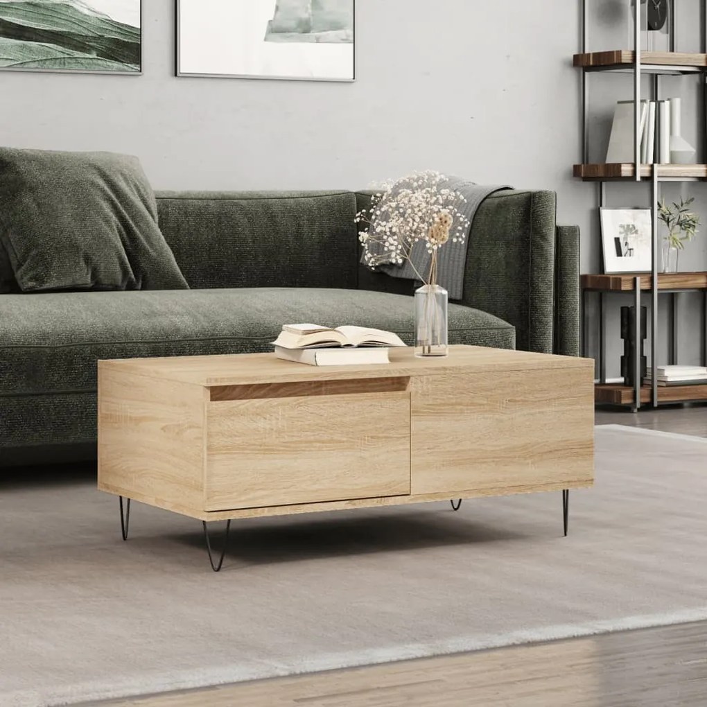 Konferenční Stolek Betonově Šedý 90X50X36,5 Cm Kompozitní Dřevo - Kouřový dub