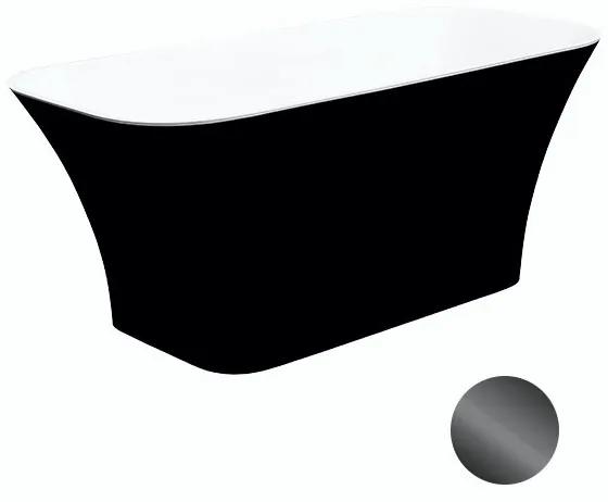 Besco Volně stojící vana z litého mramoru Assos BW 160x70 Barva: Bílá/černá, Rozměry (cm): 160x70, Typ a barva výpustě: Click-Clack s horním čištěním, bílá