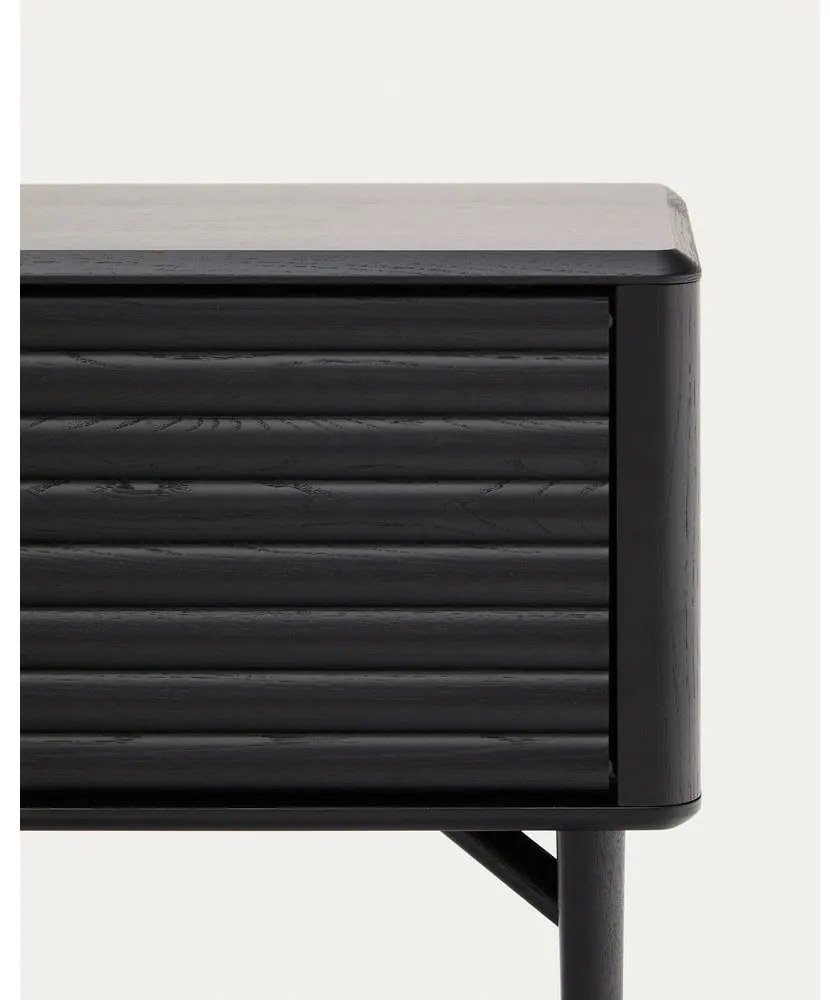 Černý TV stolek v dekoru dubu 200x57x35 cm Lenon – Kave Home