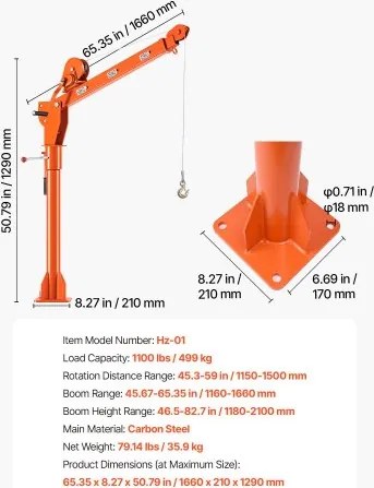 Autojeřáb, Teleskopický výložník otočný o 360° VEVOR