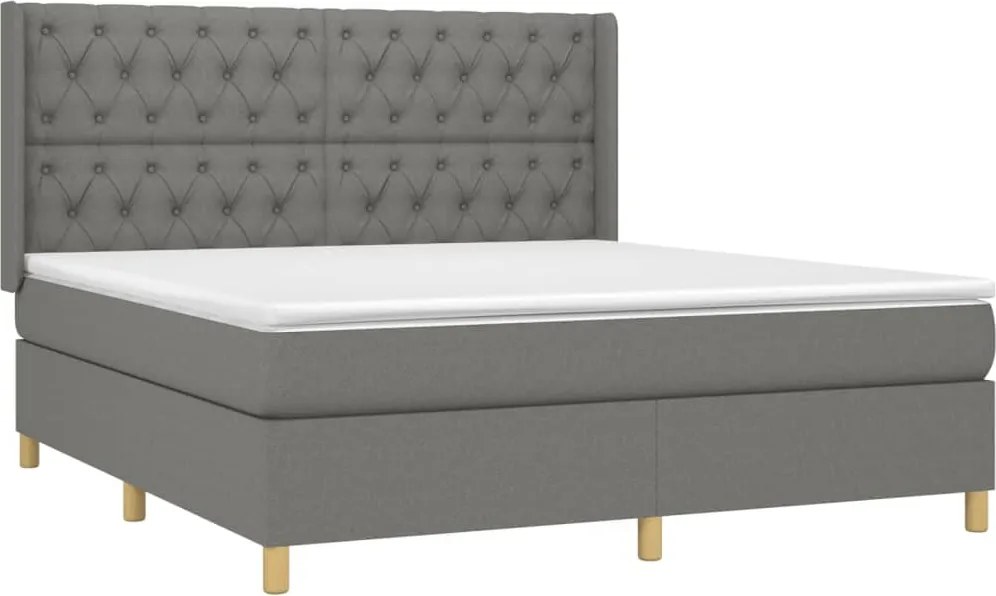 Box spring postel s matrací a LED tmavě šedá 160x200 cm textil 3139126