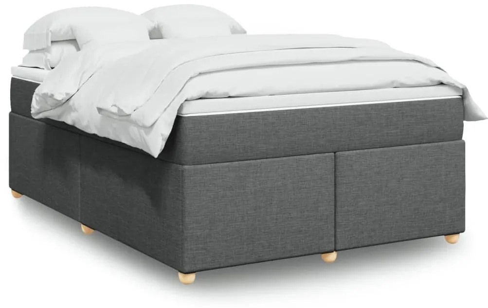 Box spring postel s matrací tmavě šedý 140 x 190 cm textil