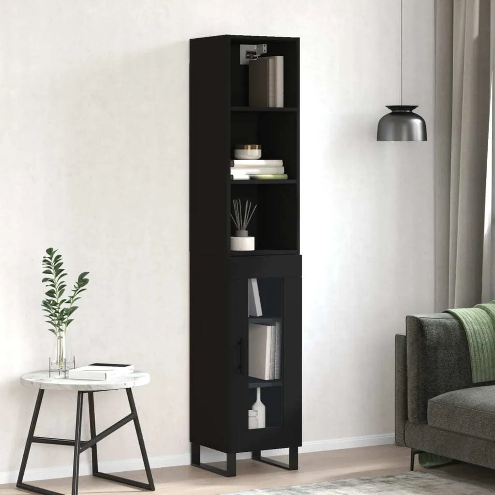 vidaXL Skříň highboard 34,5 x 34 x 180 cm kompozitní dřevo [3189917] Barva: Černá