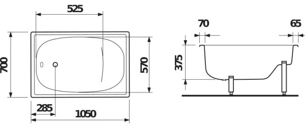 JIKA H2340000000001 - Sedací vana RIGA 105x70 ocel/bílá