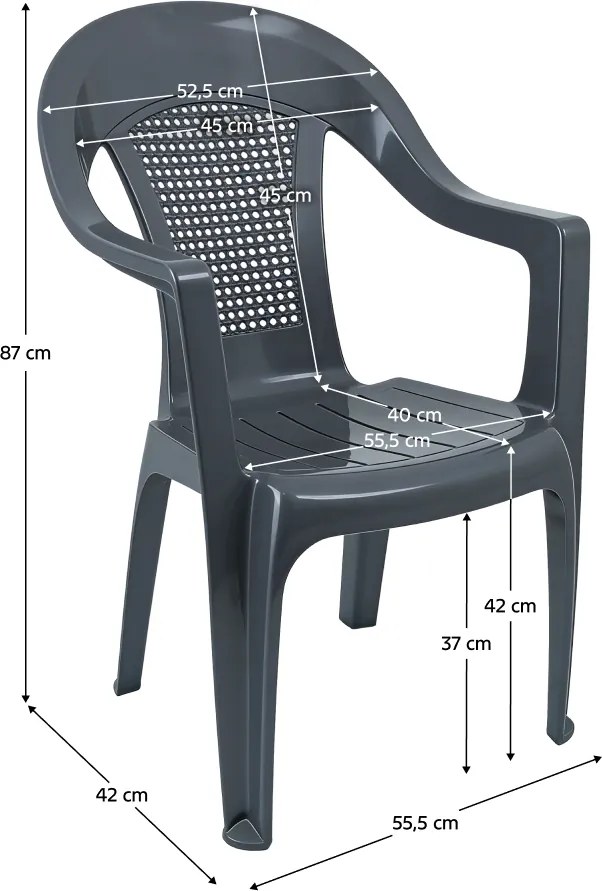 Kondela Zahradní stohovatelné křeslo, antracit, MEDRO