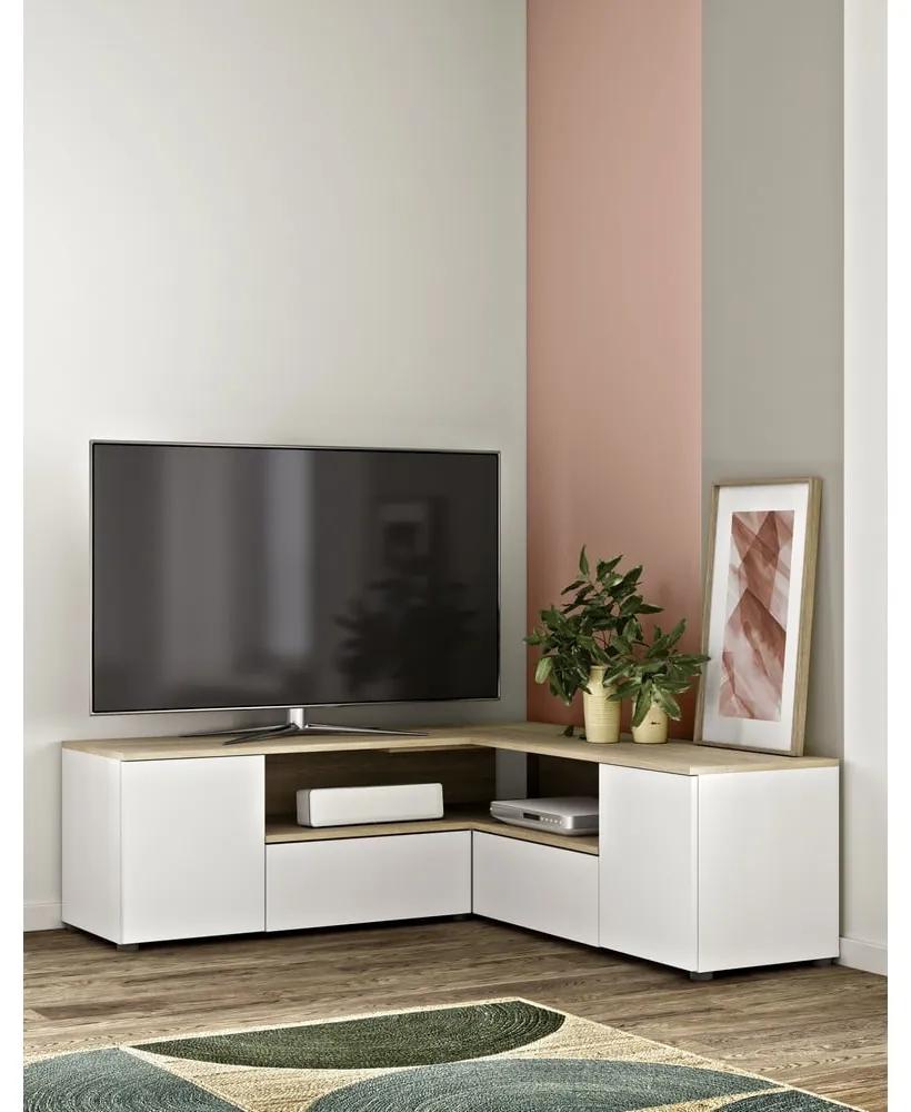 TV stolek v dekoru dubu v bílo-přírodní barvě 130x46 cm Angle – TemaHome