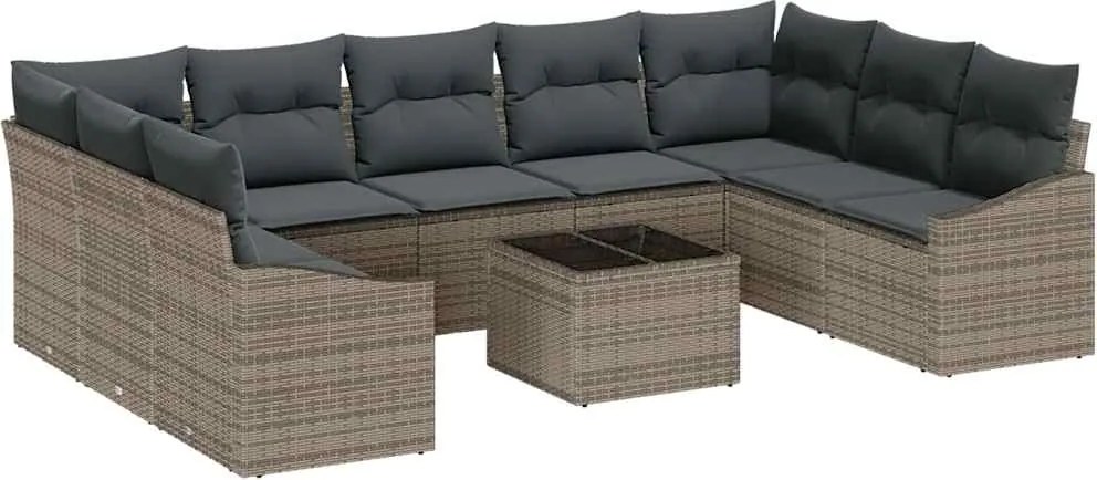 Set pohovek 10 ks Šedá polyratan 3346889