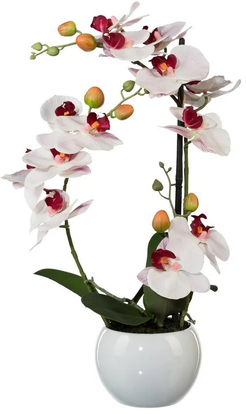 Umělá Orchidej v keramickém květináči bílá, 42 cm 1118033-10