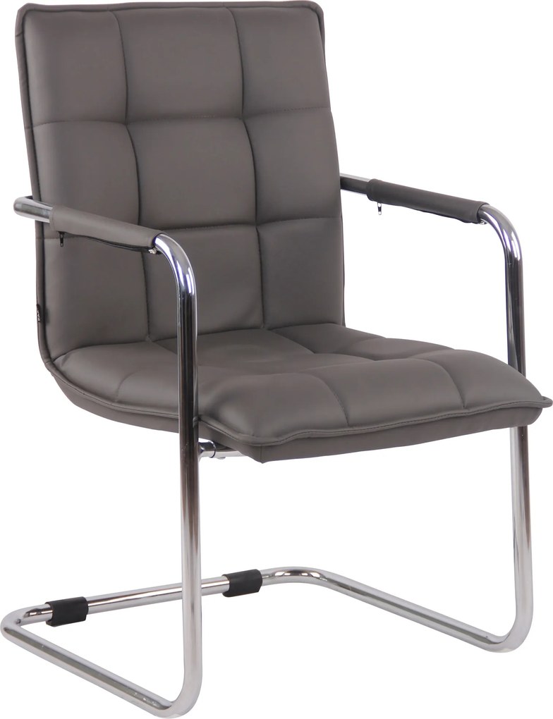 Konferenční židle Gandia umělá kůže chromovaná konstrukce – šedá