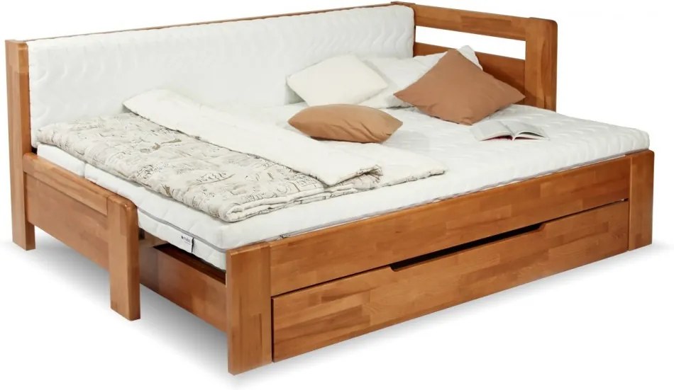 Rozkládací postel s úložným prostorem DUO NINA pravá, 90x200, buk , Třešeň