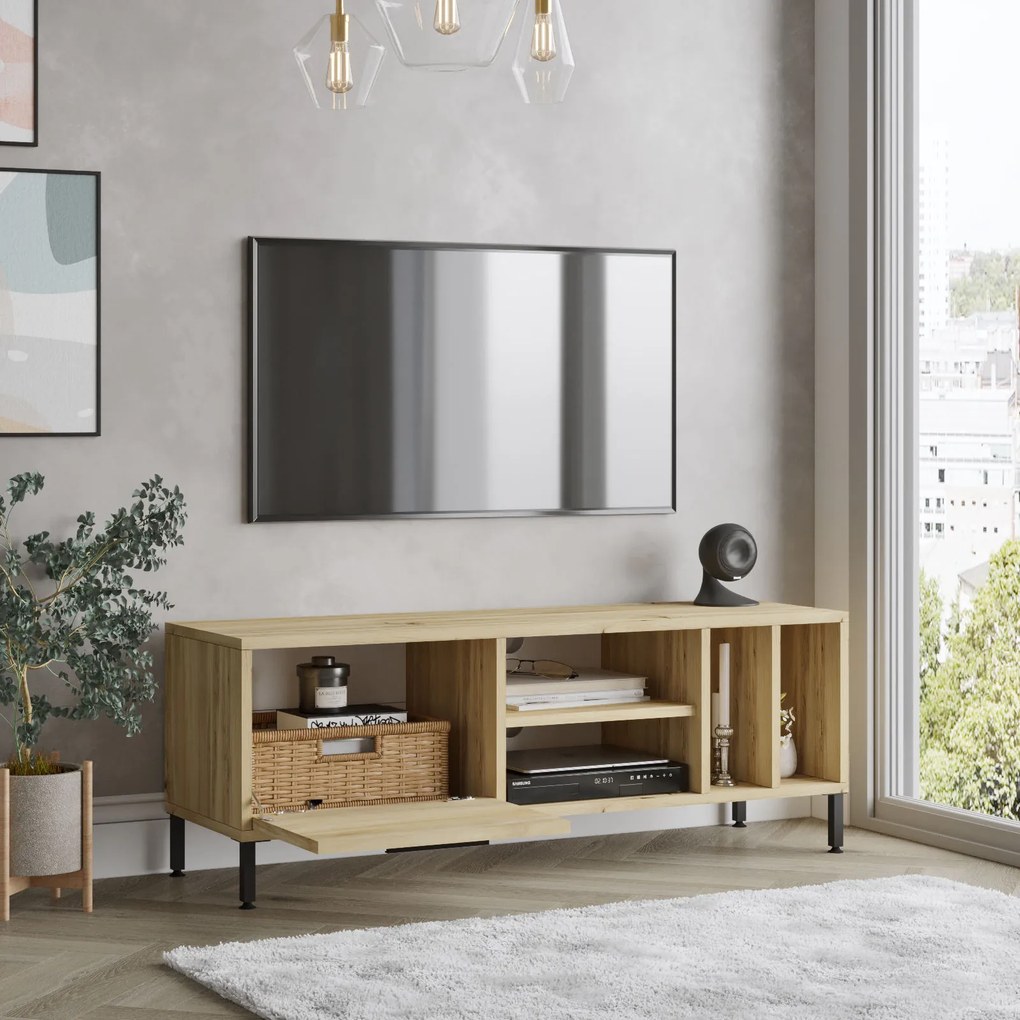 KALUNE DESIGN Dřevěný TV stolek KERT světlý 956LCS1635