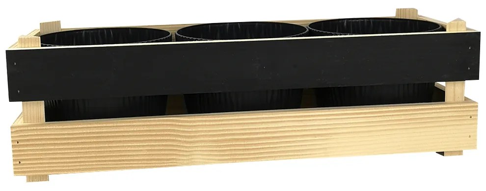 AMADEA Dřevěný obal s květináči a tabulkou pro psaní křídou, 47x17x15cm Český výrobek