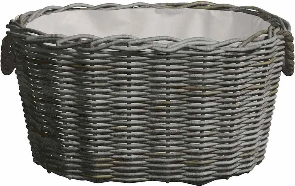 Koš na dřevo s držadly 59 x 42 x 28 cm šedá vrba 286985
