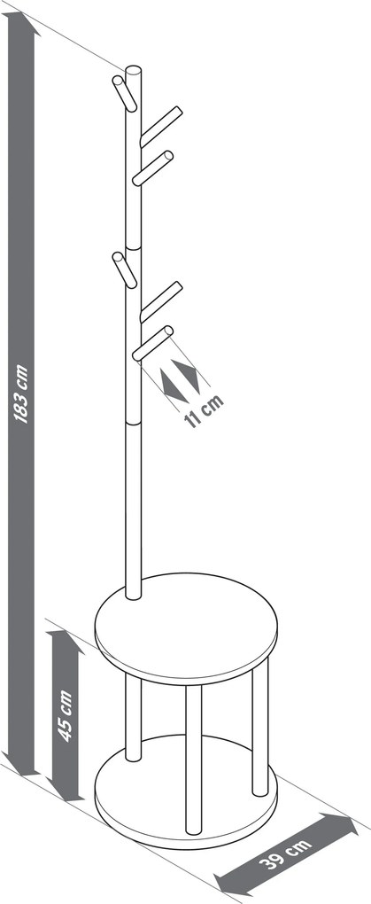 Tchibo - Šatní stojan s odkládací plochou - barva: bílá