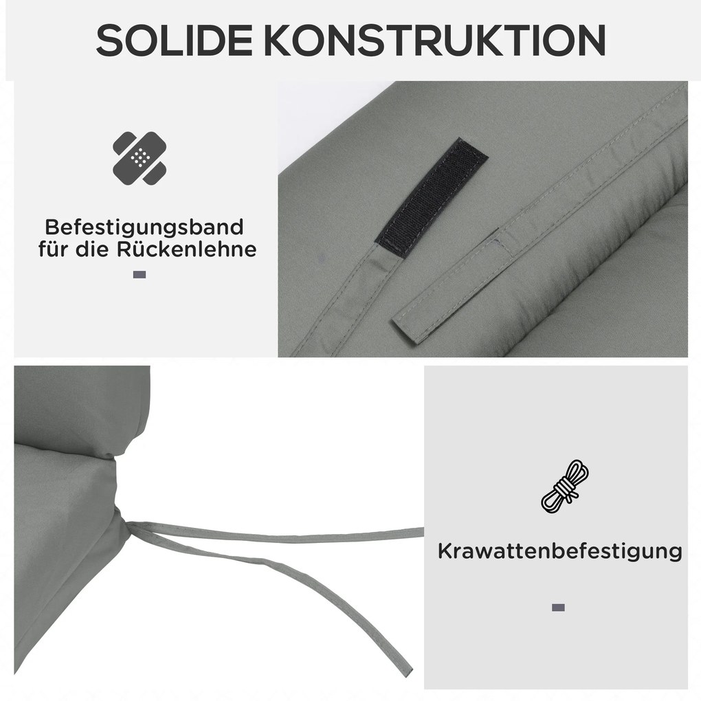 Polštář na lehátko Outsunny Polštář na zahradní lehátko polyester tmavě šedý 196 x 55 x 8 cm | Aosom