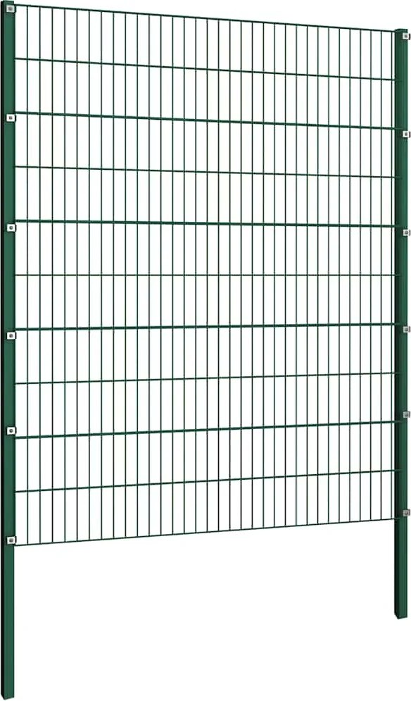 Plotový panel se sloupky železný 349 x 200 cm zelený 278680