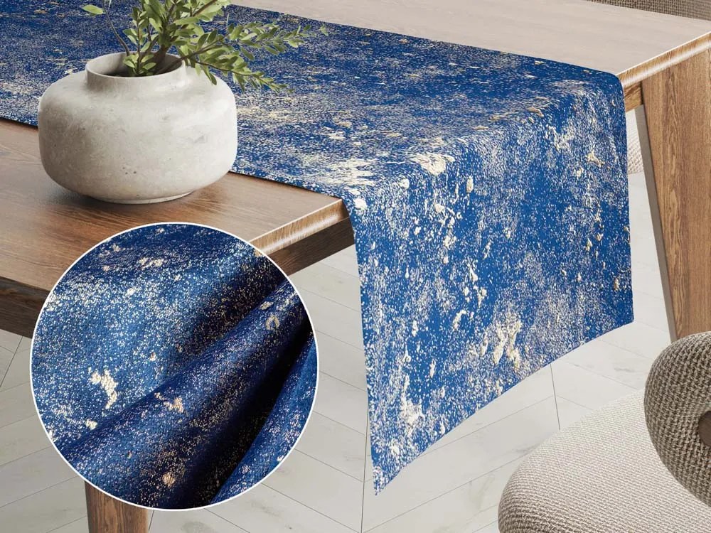 Biante Sametový běhoun na stůl Isabela IBL-005 Gold Design královsky modrá 20x140 cm