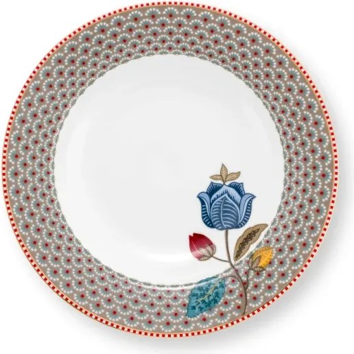 Pip Studio Blooming Tales talíř Ø21,5 cm, khaki (Hluboký talíř)