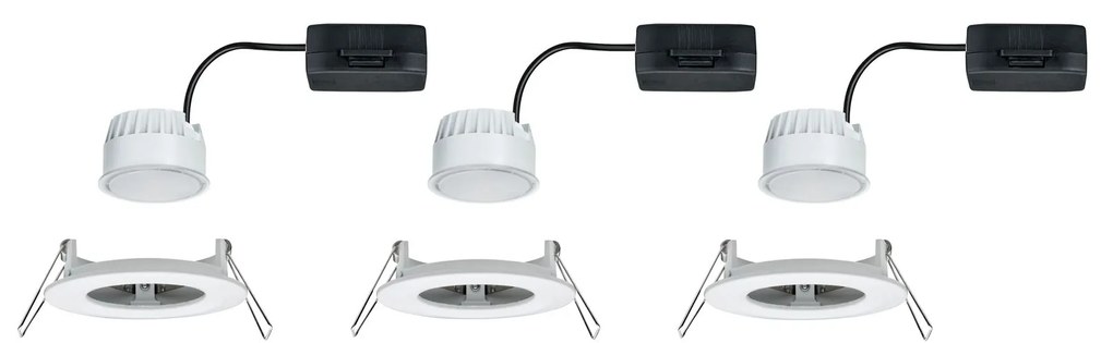 Paulmann 93460 LED Coin Nova round, set kulatých bodovek v bílé úpravě, 3x6,5W LED 2700K, prům.7,8cm, IP44