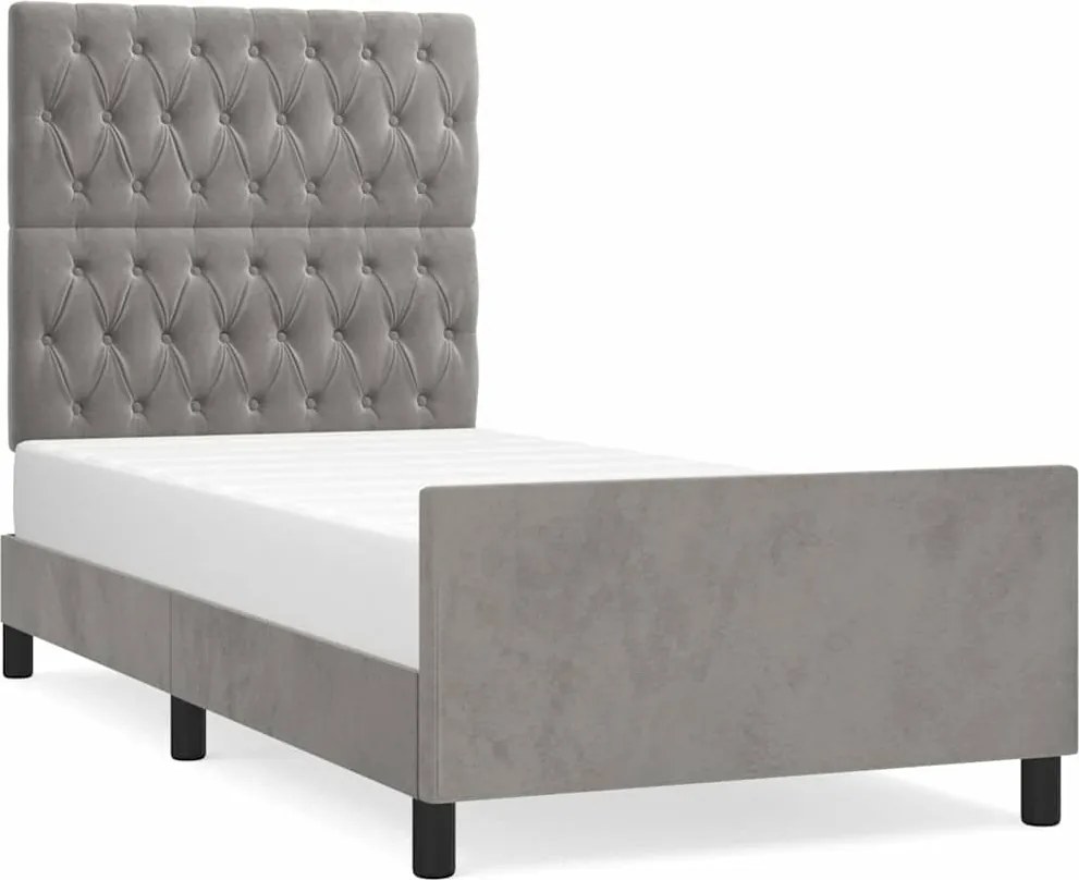 Rám postele bez matrace světle šedý 90 x 200 cm samet 3125916