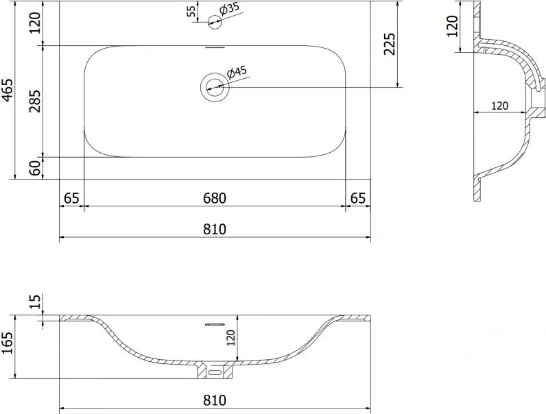 Mexen Vela, umyvadlo na zapuštění 81 x 46,5 cm, bílá lesklá, 25238000
