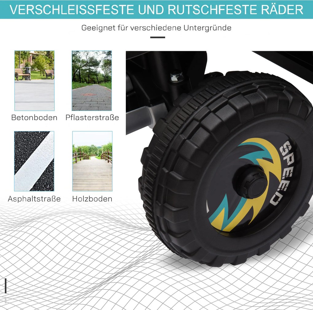 HOMCOM Elektrická čtyřkolka pro děti 18-36 měsíců, na baterie 6V s vpřed a vzad, maximální zatížení 20 kg, 72x40x45.5 cm, černá
