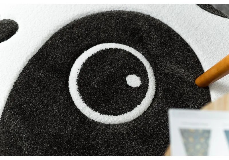 Dywany Łuszczów, Dětský kusový koberec Petit Panda white kruh, 140x140 (průměr) kruh, černobílá, dětský pokoj