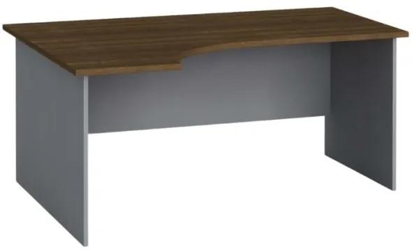 Rohový kancelářský pracovní stůl PRIMO FLEXI, 160 x 120 cm, šedá / ořech,  levý