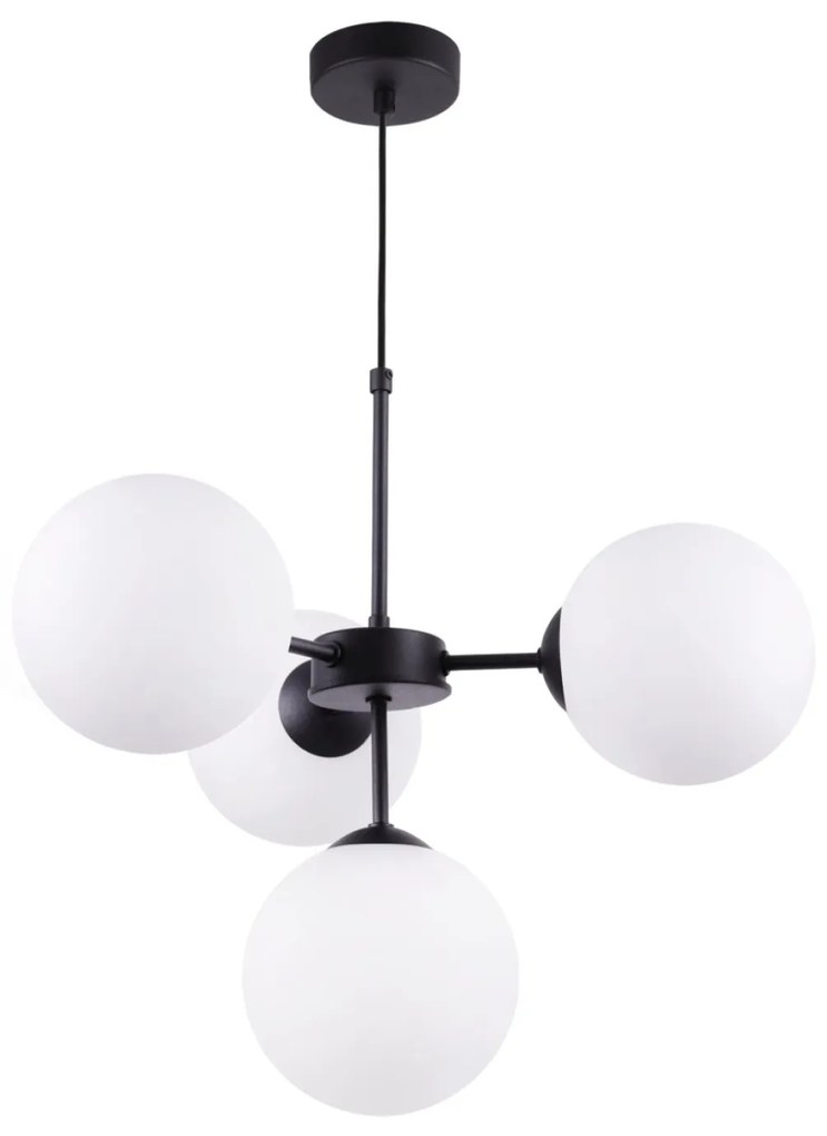 Light for home - Černý závěsný lustr se stínidlem v bílé barvě a možností regulace " IMPERIA", 4x40W, E14, Černá