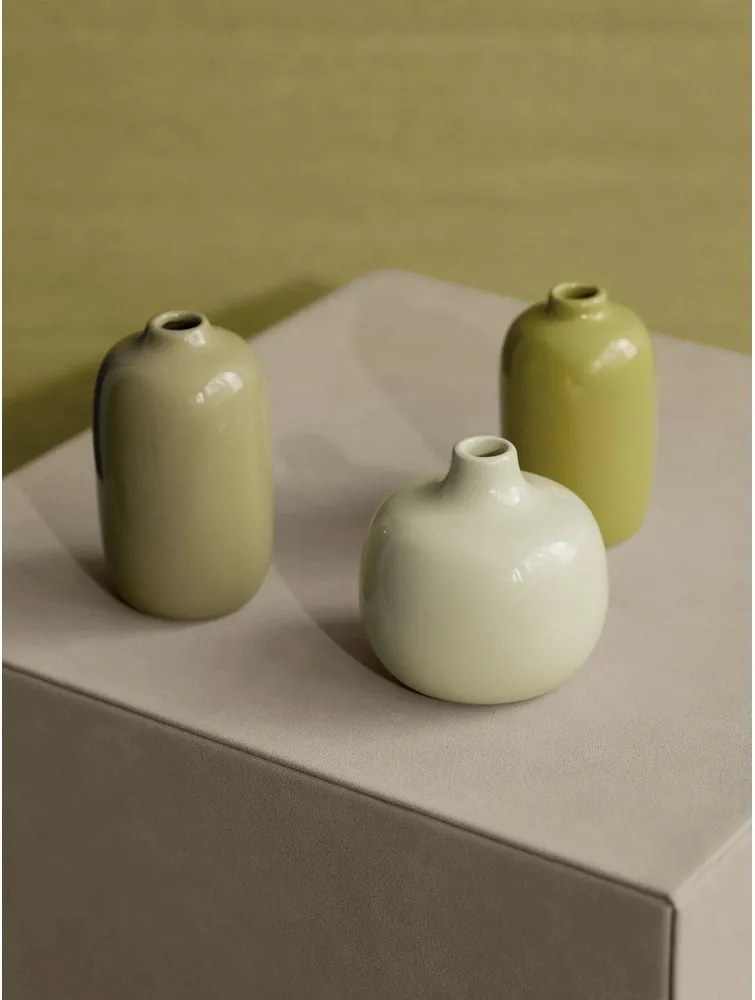 Zelené keramické vázy v sadě 3 ks (výška 9 cm) Ceola – Blomus