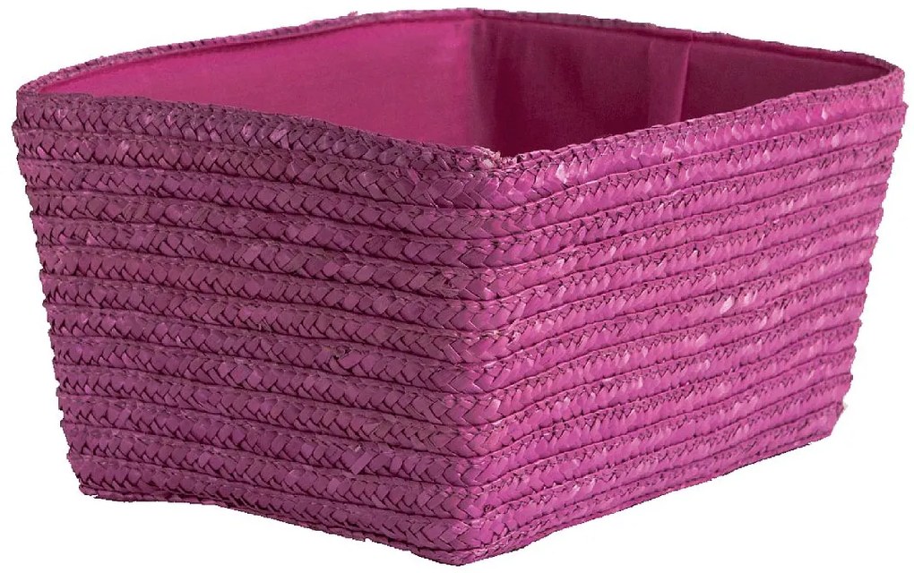 Ručně pletený úložný košík Compactor HAWAI 32 x 22 x 14 cm, růžový