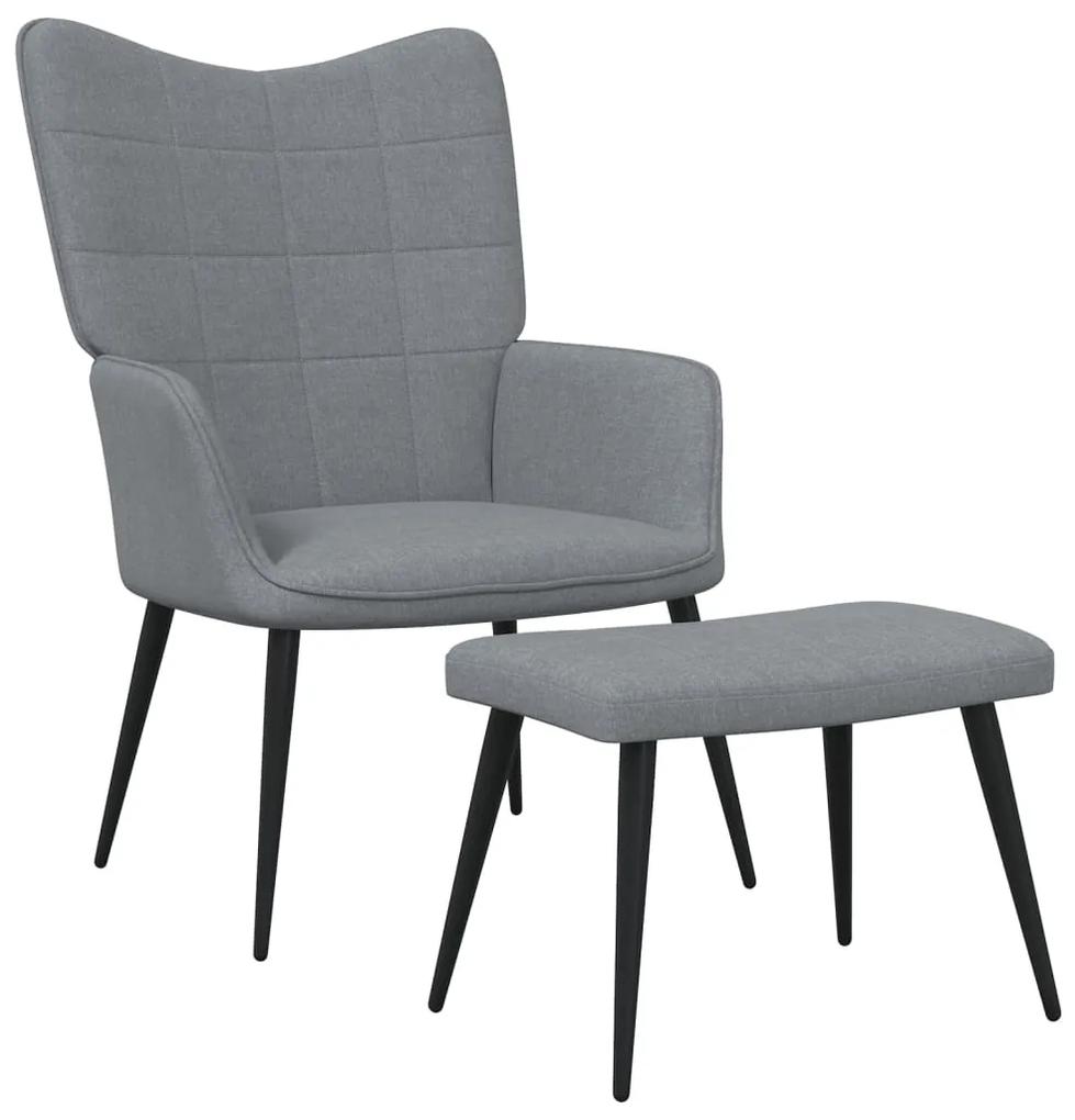 Relaxační židle se stoličkou světle šedá textil,  327952