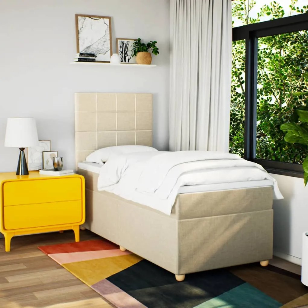 Box spring postel s matrací krémová 80 x 200 cm textil 3293412