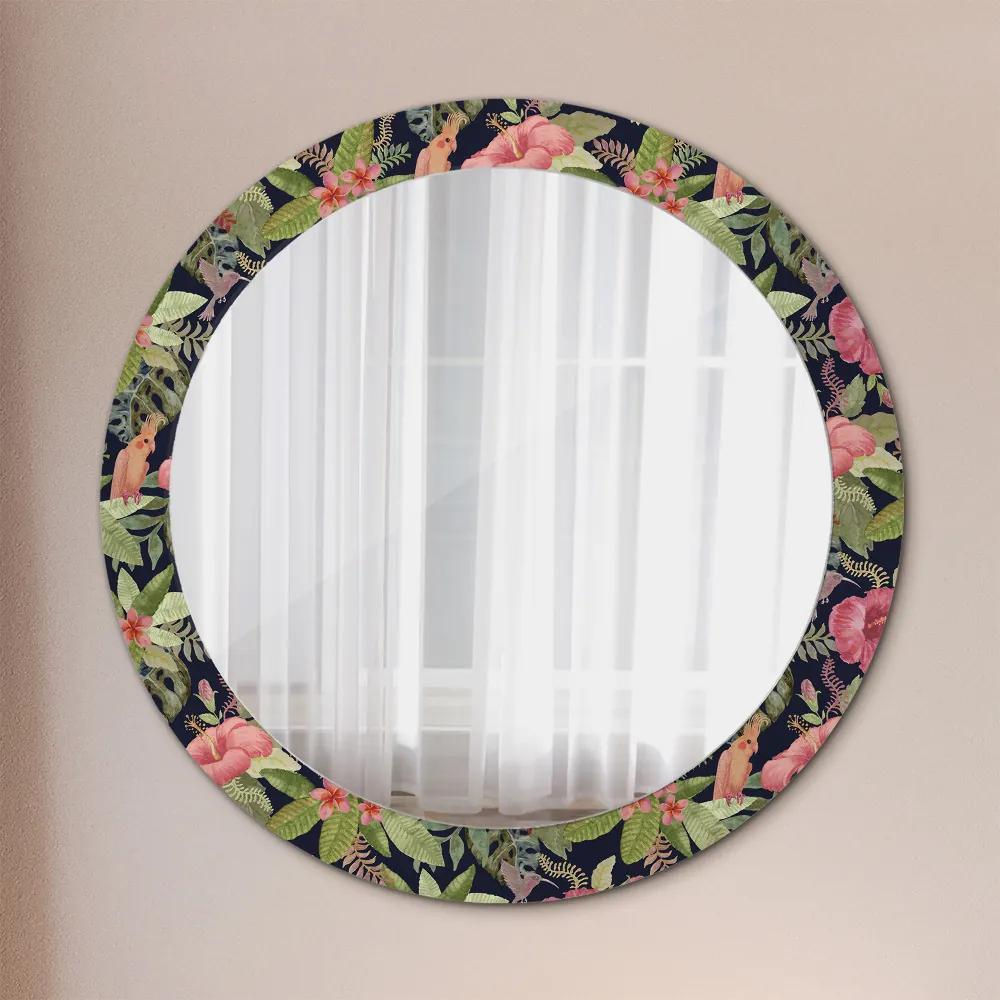 Kulaté dekorativní zrcadlo na zeď Hibiscus flowers fi 80 cm