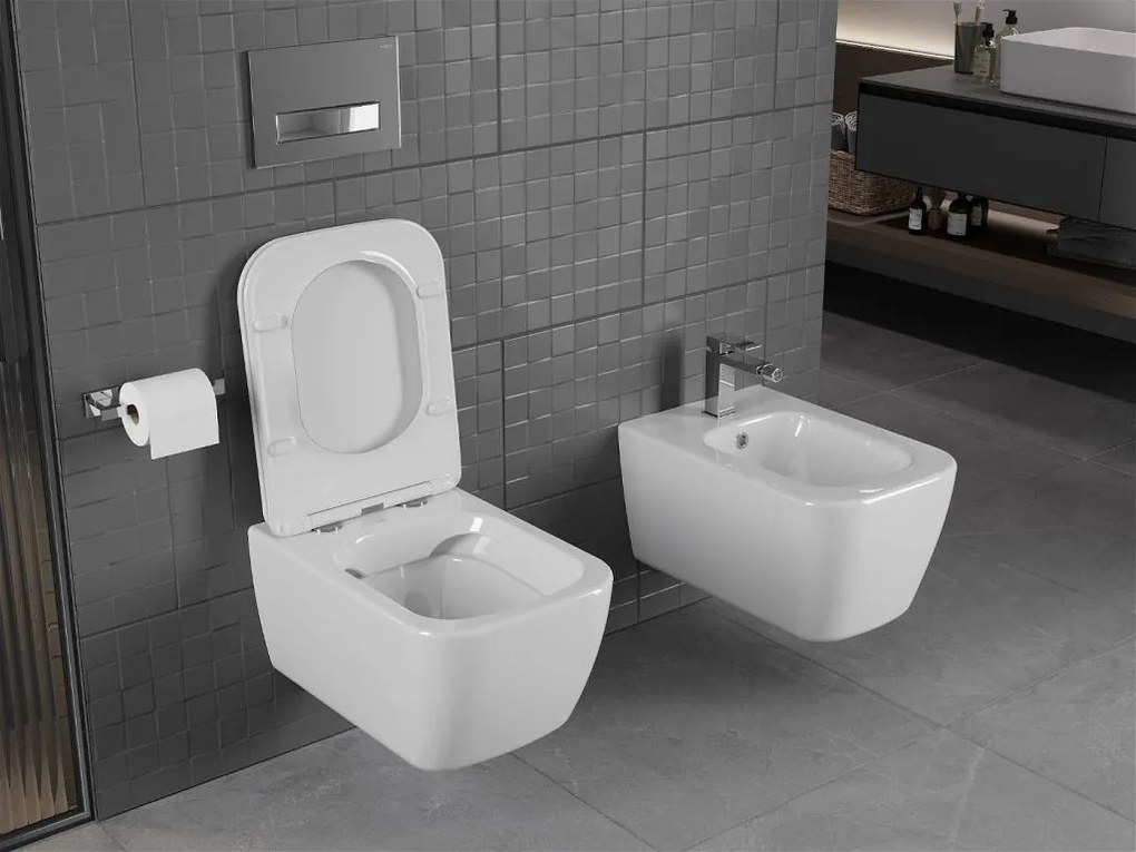 Závěsný WC set MEXEN STELLA 35 cm s prkénkem SLIM DRED bílý