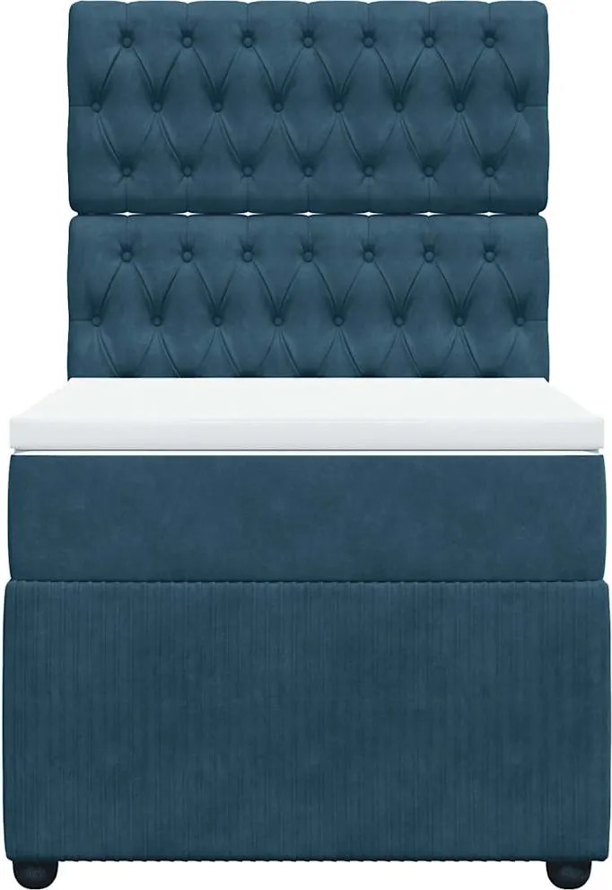 Box spring postel s matrací modrá 100 x 200 cm samet 3294572