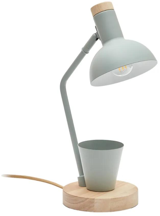 OnaDnes -20% Zelená kovová stolní lampa Kave Home Katia