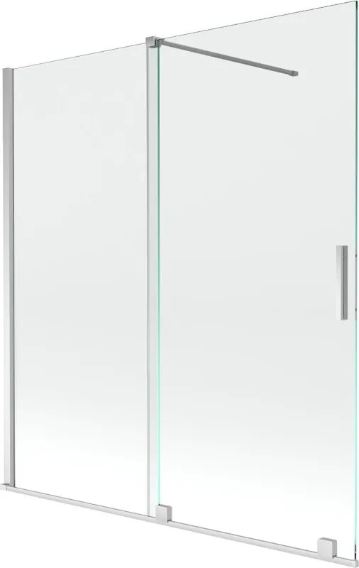 Mexen Velar posuvná vana se 2 křídly, 150 x 150 cm, průhledná, chromovaná - 896-150-000-01-01