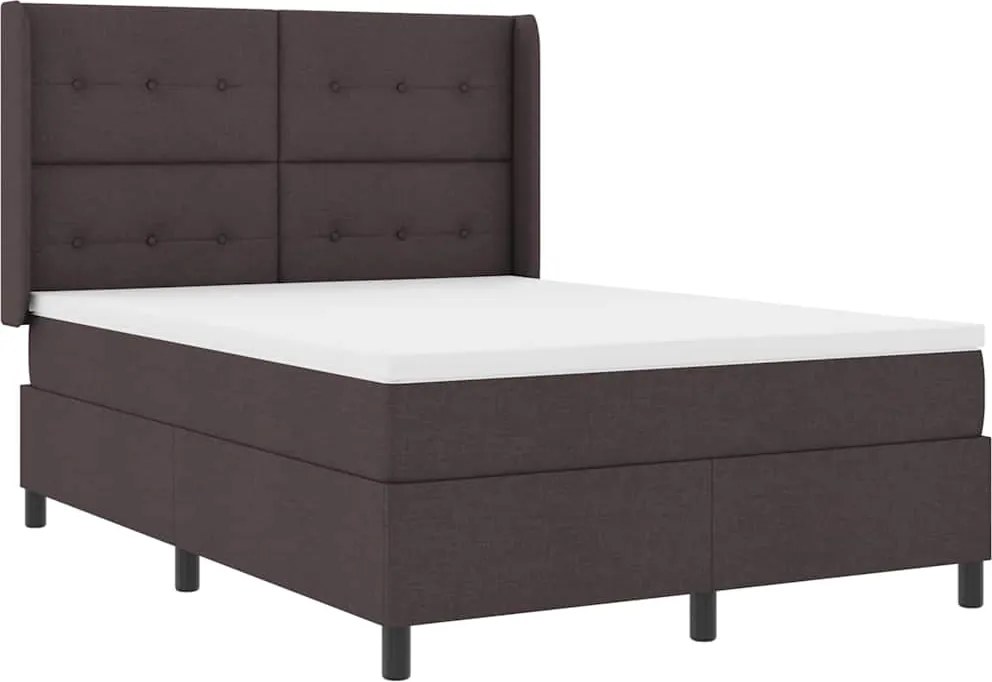 Postel s boxspringem s čelo Tmavě hnědá 200 x 140 cm textil 3341647