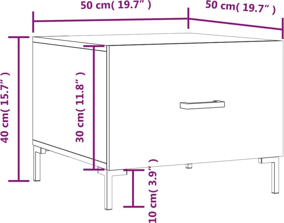 vidaXL Konferenční stolek 50 x 50 x 40 cm kompozitní dřevo [829398] Barva: bílá s vysokým leskem