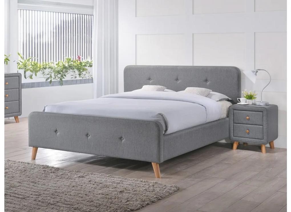 Čalouněná postel MALMO + rošt, 180x200, šedá/dub