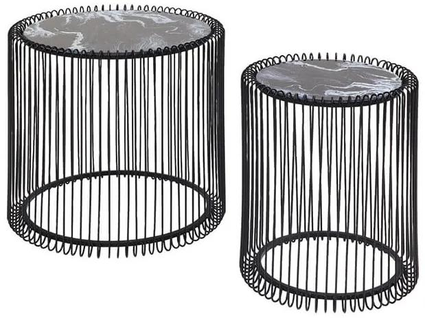 Wire set příručních stolků černý o44 cm