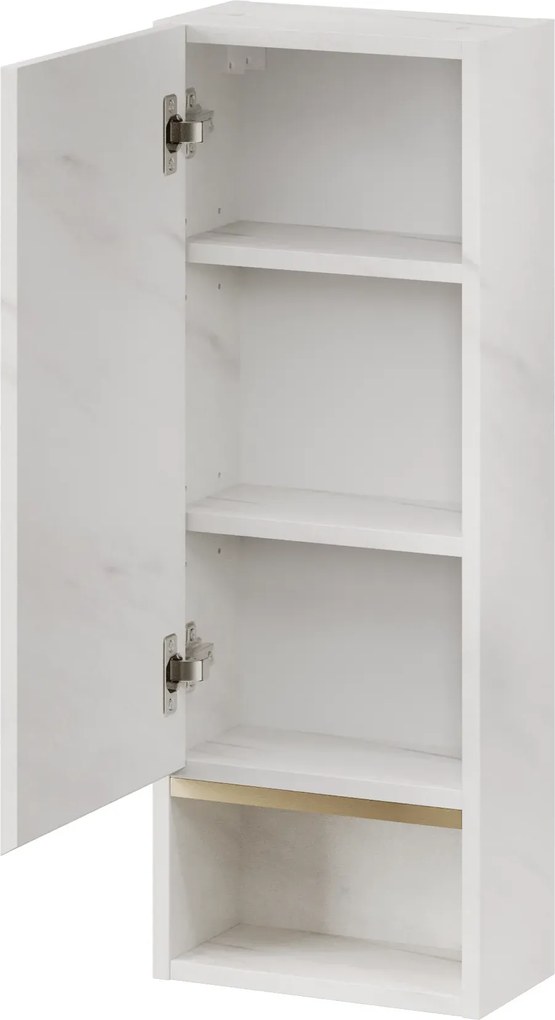 Závěsná koupelnová skříňka Letto 05 30 cm bílý mramor/zlatá