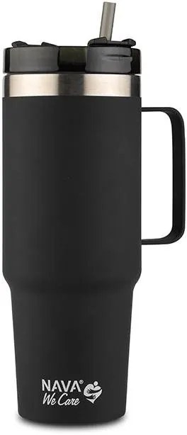 Nava greece tumbler we care s rukojetí 900 ml, black