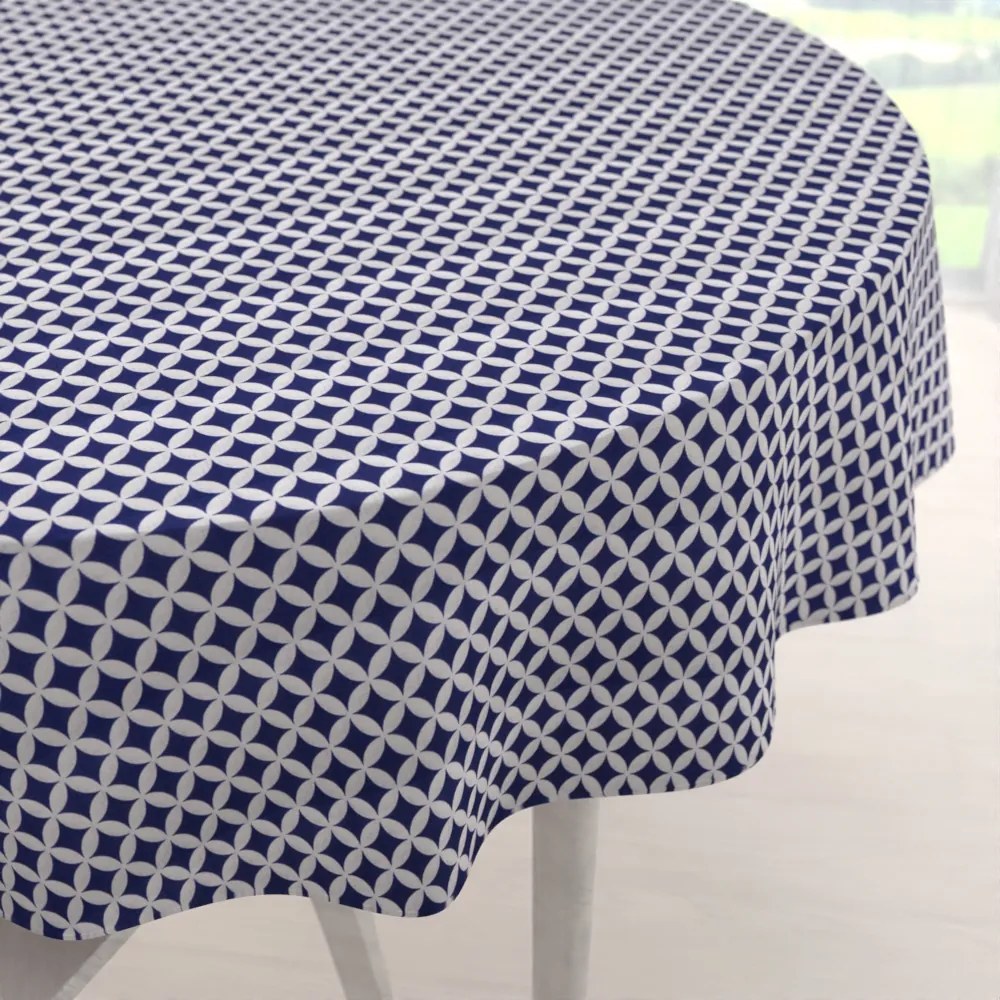 Biante Bavlněný kulatý ubrus Sandra SA-241 Tmavě modré Maroko Ø 150 cm