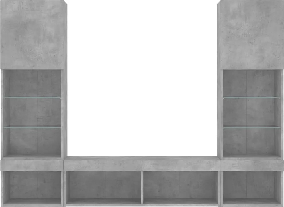 5dílná obývací stěna s LED betonově šedá kompozitní dřevo 3216693