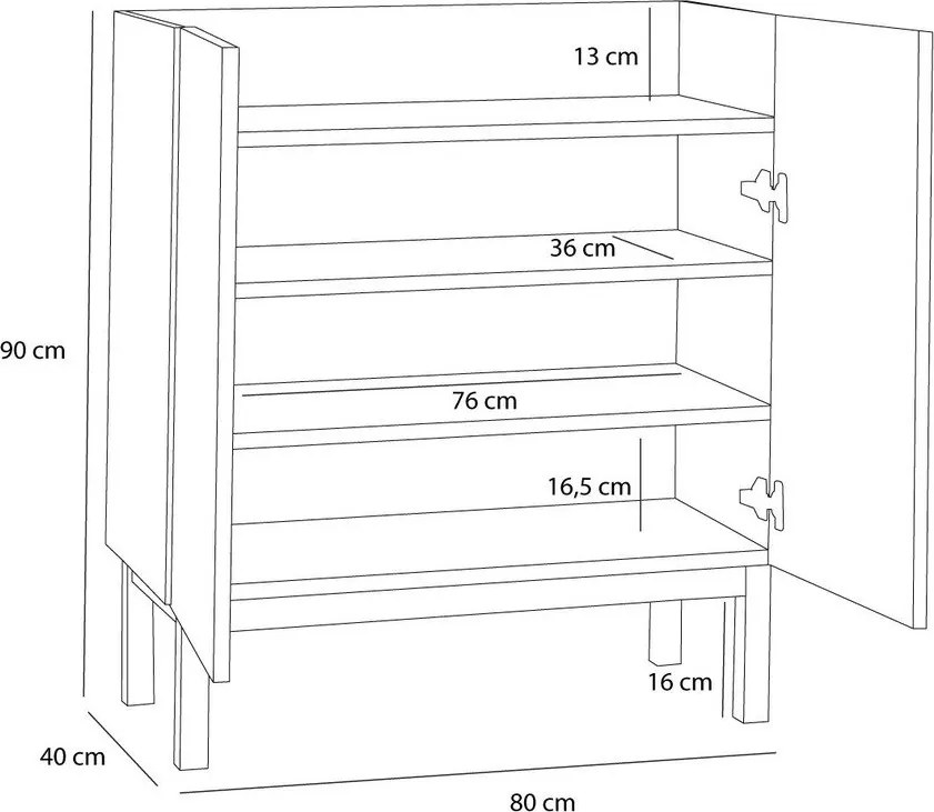 Skříňka v dekoru dubu v přírodní barvě 80x90x40 cm Ark – Hübsch