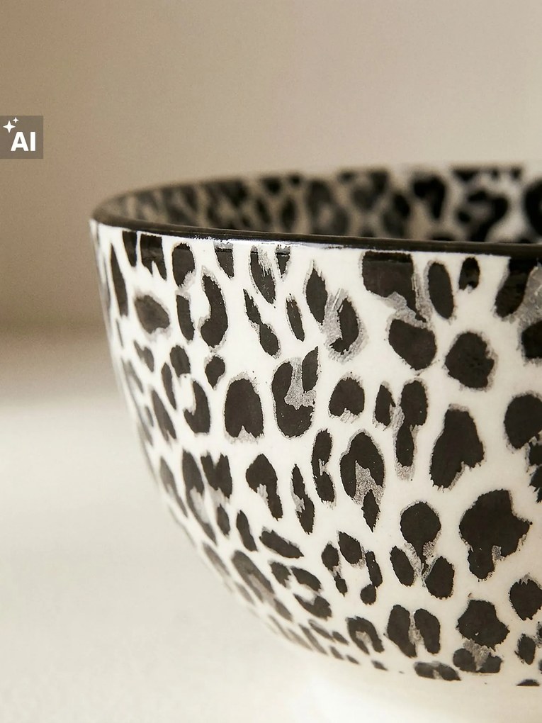 Sinsay - Keramické misky s leopardím vzorem 2 pack - černá