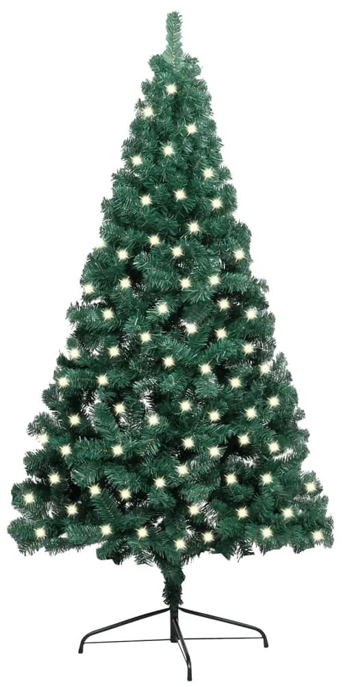 3077391 vidaXL Umělý vánoční půl stromek s LED a stojanem zelený 120 cm PVC